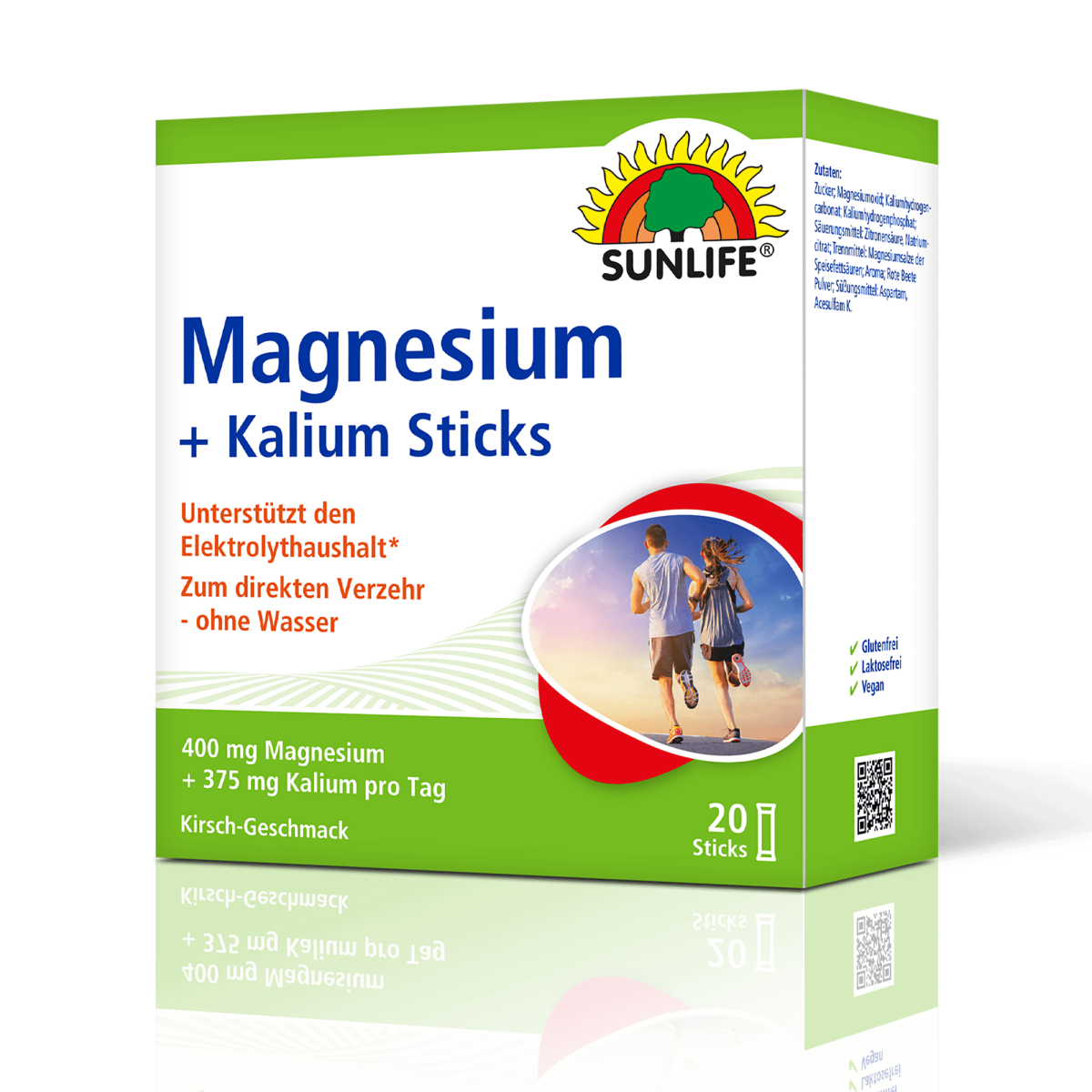 SUNLIFE® Magnesium 400 mg + Kalium Sticks 20 Stk Kirsche Elektrolyt-G ...