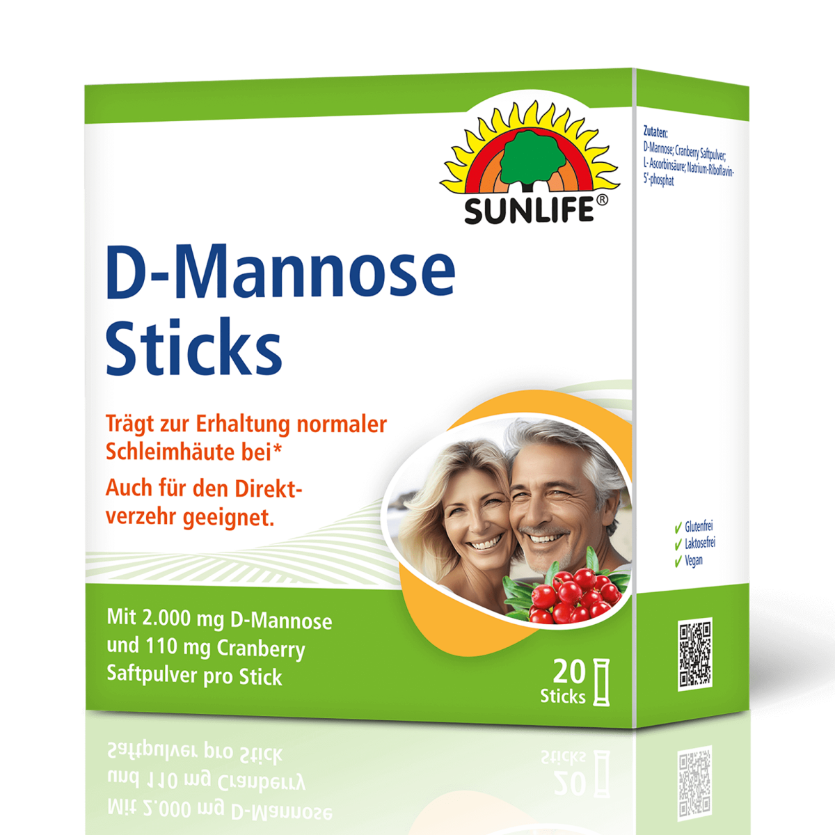 SUNLIFE® D-Mannose 2000 mg 20 Sticks Blasen-Gesundheit Harnwegsbeschw, 6,89